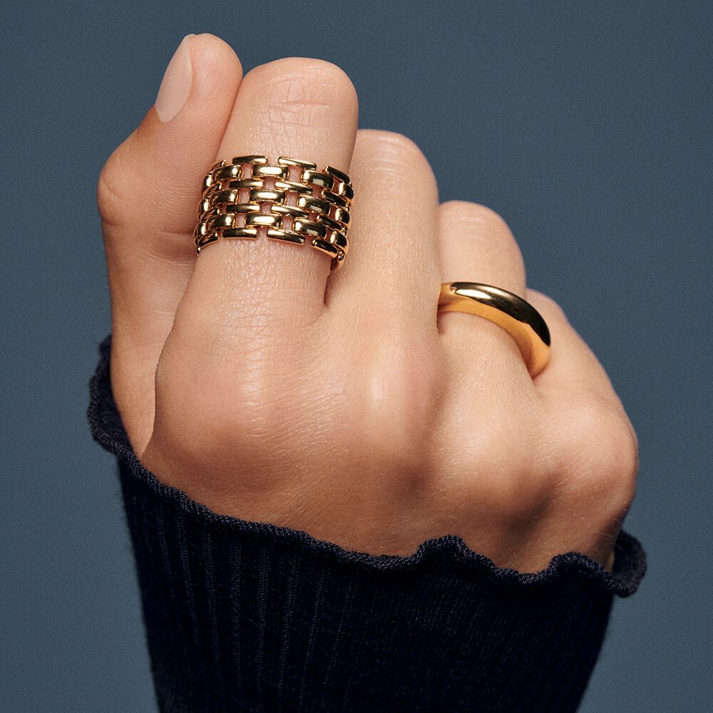 Anillo ancho MINUIT - Dorado 02280033-157-GM | Agatha